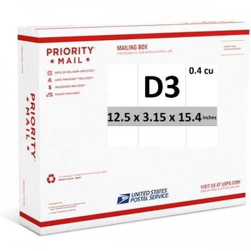 Priority Mail Cubic Dimension Box (D3) 12" x 3.125" x 15" (Side Loaded ...